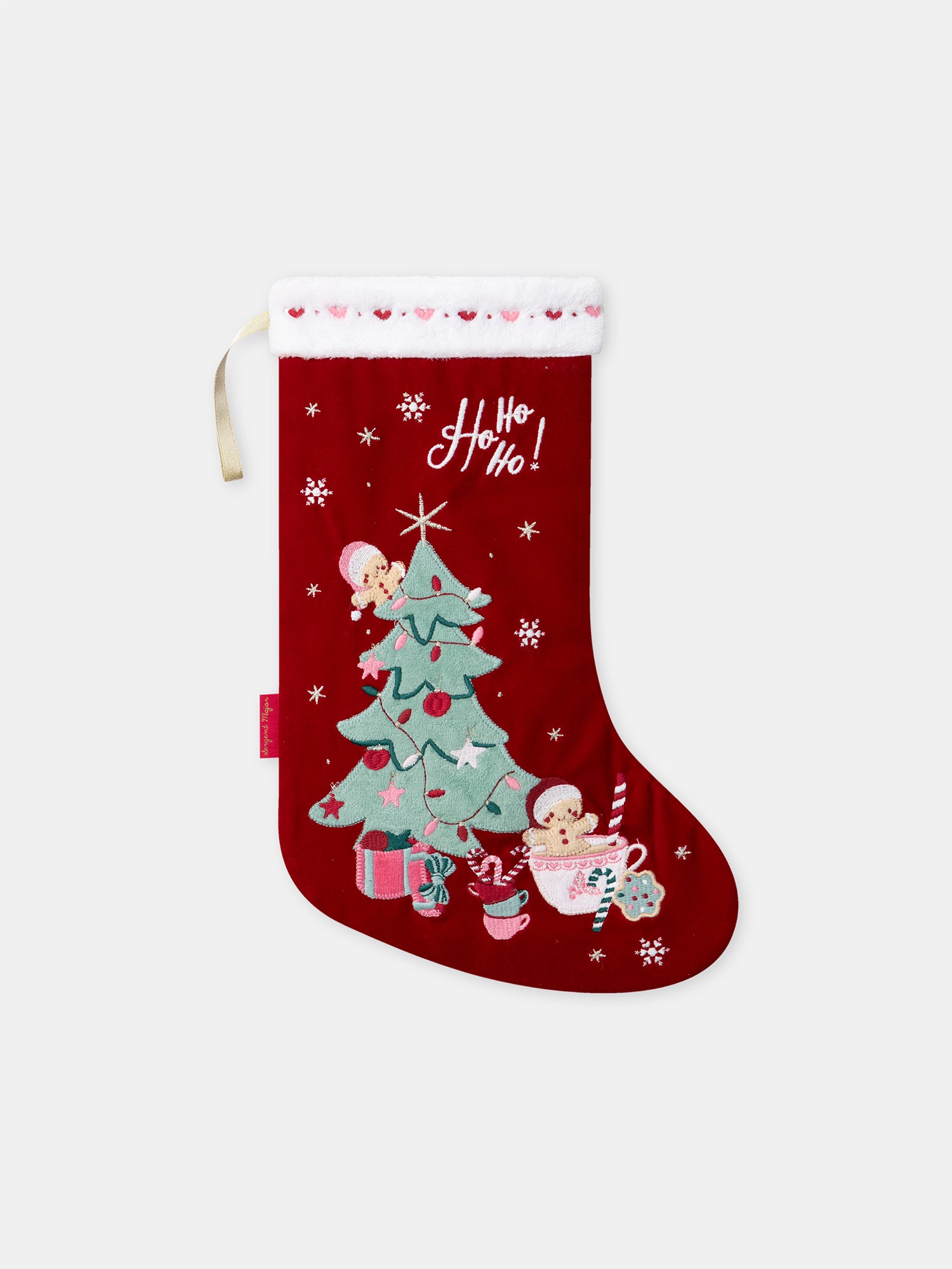 Red decorative Christmas stocking for baby girl